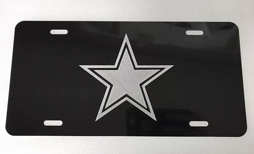 Dallas Cowboys Star Car Tag Diamond Etched on Black Aluminum License ...