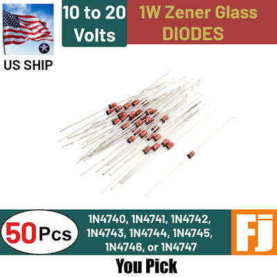50 Pcs 1W Zener Glass Diode | 10-20V 1N4740 to 1N4750 | You Pick | US ...