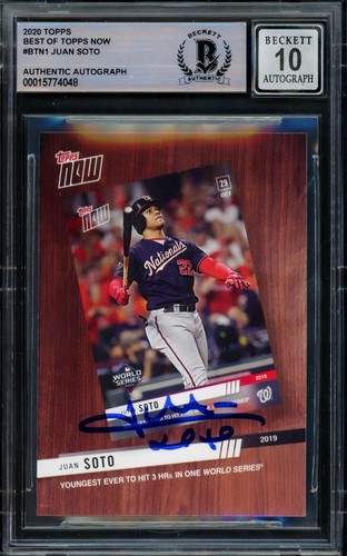 Juan Soto Autographed 2020 Topps Now Card Yankees Gem 10 Auto Beckett ...
