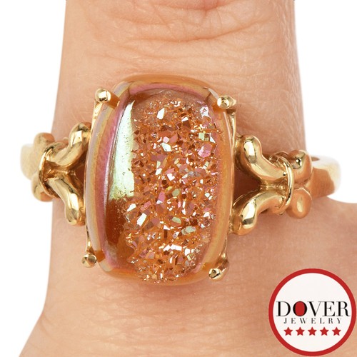 PDI Druzy Quartz 14K Yellow Gold Filigree Cocktail Ring 4.2 Grams NR | eBay