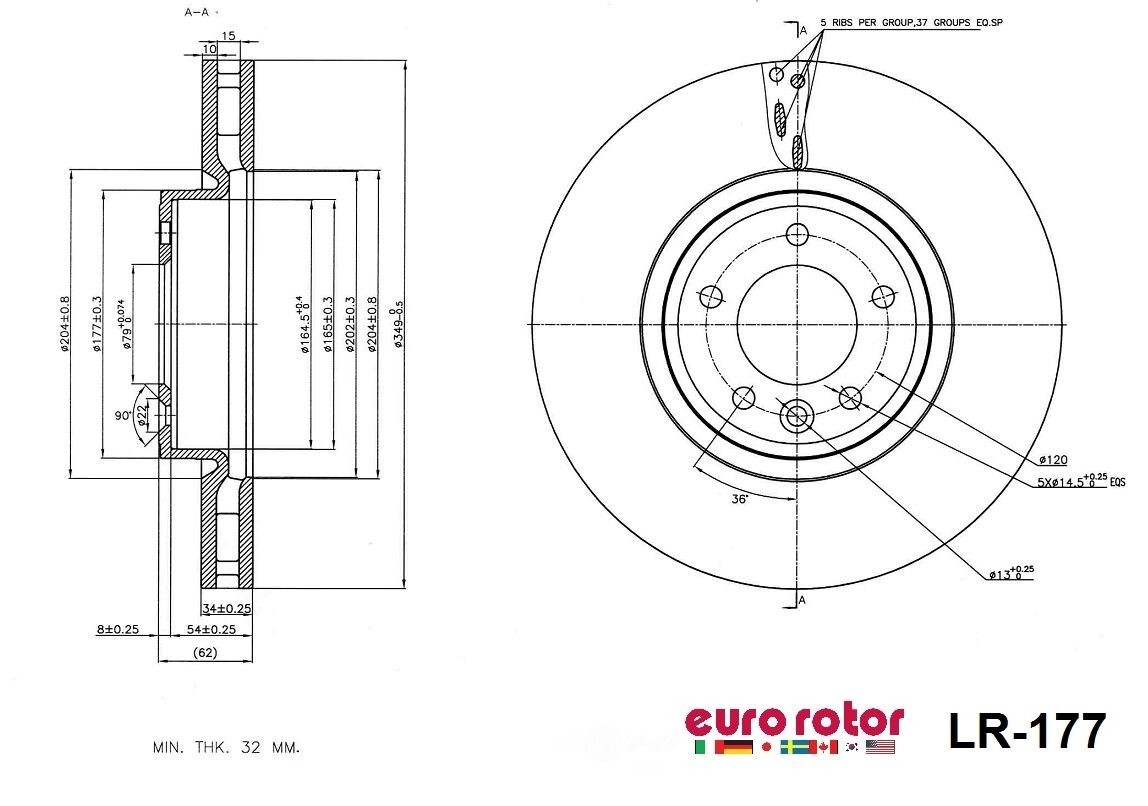 Disc Brake Rotor-* High Carbon Premium Eurorotor LR-177 for sale online | eBay