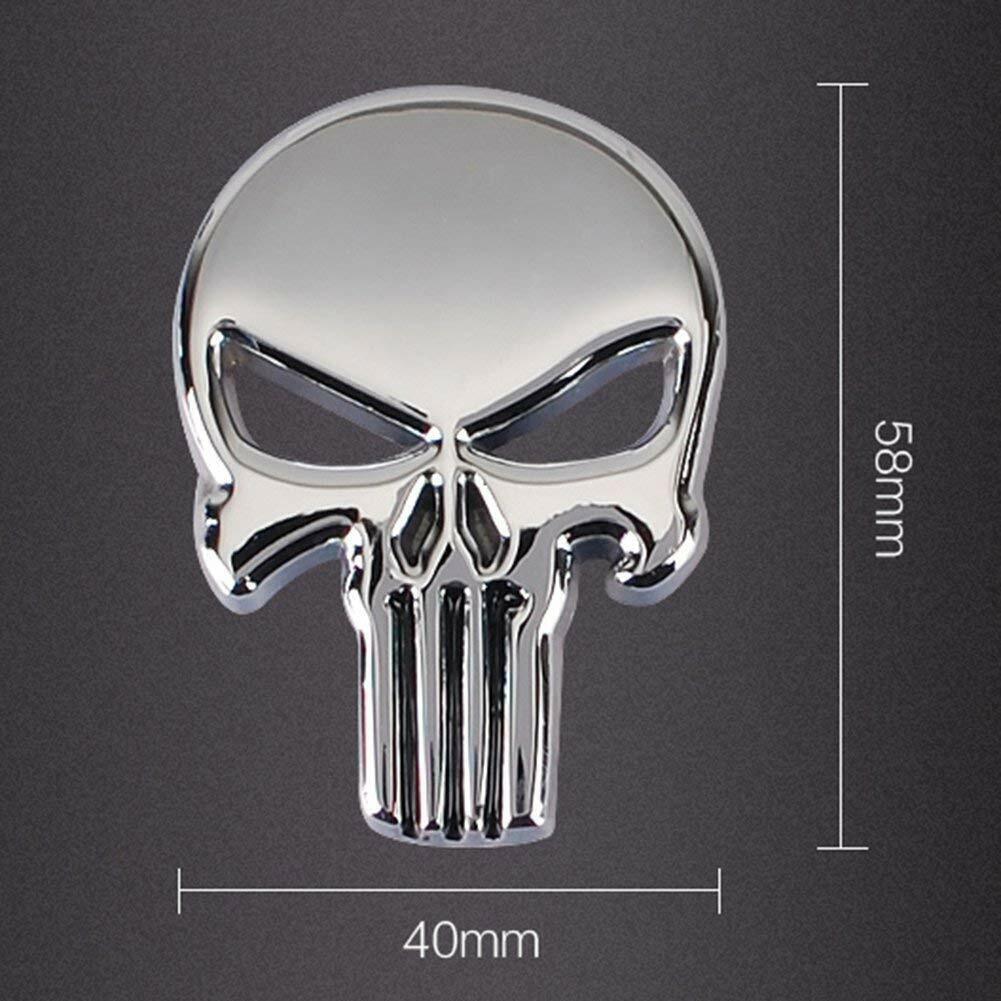 2 Pcs Chrome Metal The Punisher Skull Emblem Badge Rear Lid Fender ...