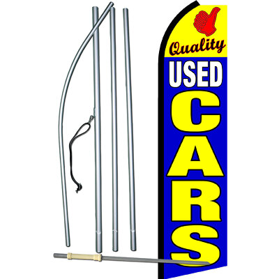 Quality Used Cars Blue And Yellow Complete Swooper Flag Bundle | eBay