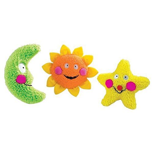 Smiling Colorful Celestial Dog Toys Berber Moon Star Sun Toy or Set of ...