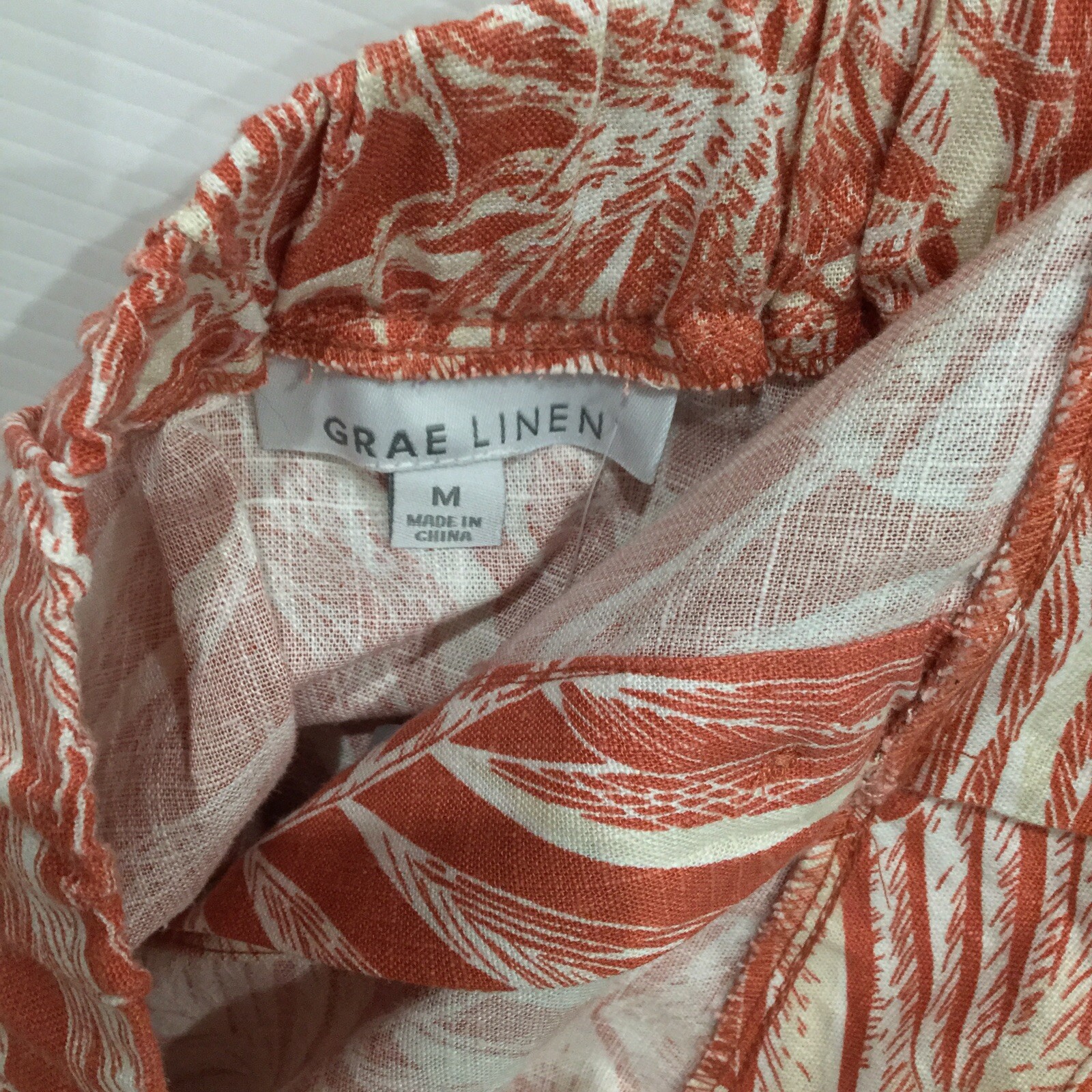 Grace Linen Blend Midi Skirt Size M Tropical Leaves Summer Work Casual ...