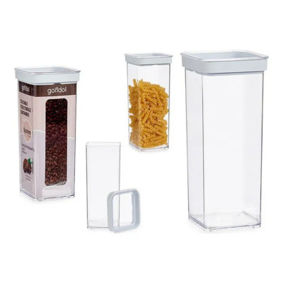 Tall Square plastic containers with lid 1.5L 24cm set of 3 food ...