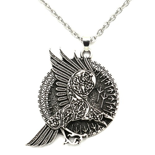 Mens Norse Viking Talisman Amulet Raven Crow Pendant Necklace Men Chain ...