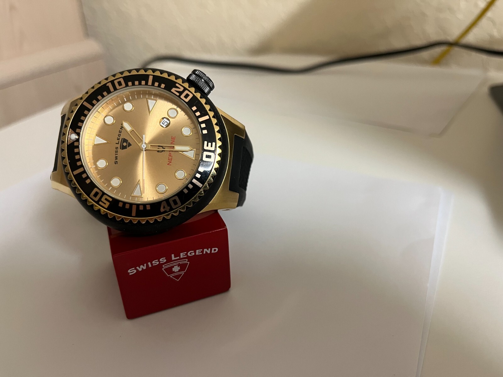 Swiss Legend Men's 21818P-YG Neptune gold dial 52mm watch | eBay