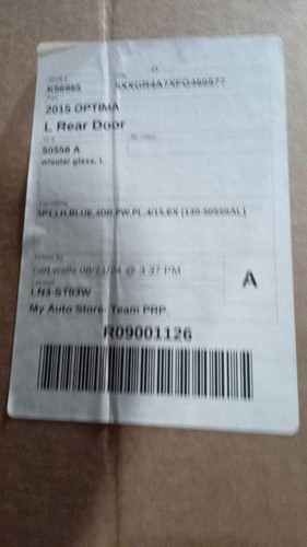 Used Rear Left Door fits: 2015 Kia Optima w/solar glass Rear Left Grade ...