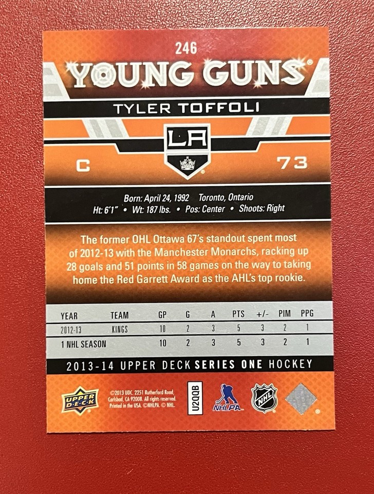 Tyler Toffoli 🔥 Young Guns 2013/14 Upper Deck # 246 | eBay