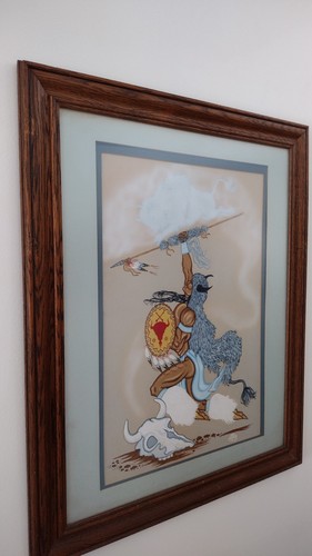 Original Watercolor By Joe Rector "BUFFALO DANCER" 1986 Native American ...