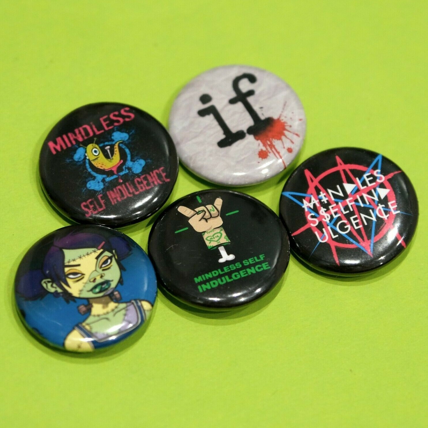MINDLESS SELF INDULGENCE PIN BADGE BUTTONS - 25mm - band pins - music ...