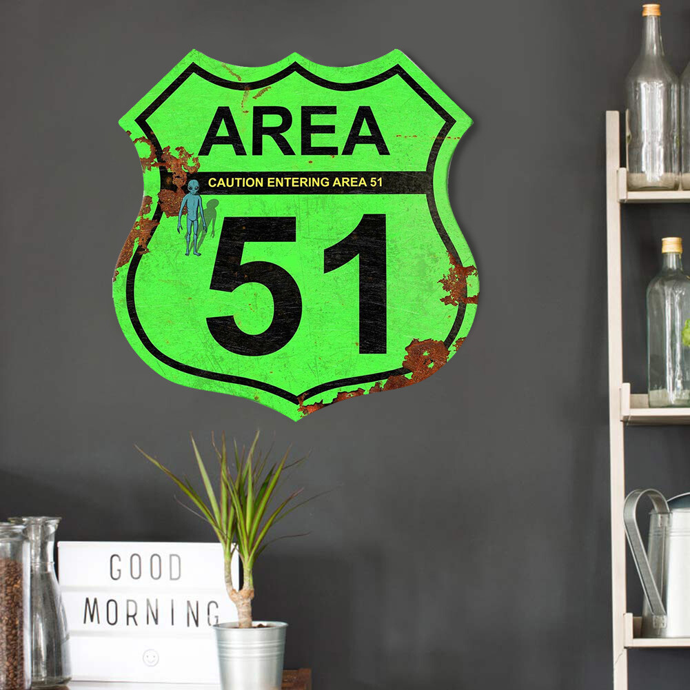 AU Area 51 Shield Shape Metal Plate Tin Sign Plaque Poster Vintage Wall ...