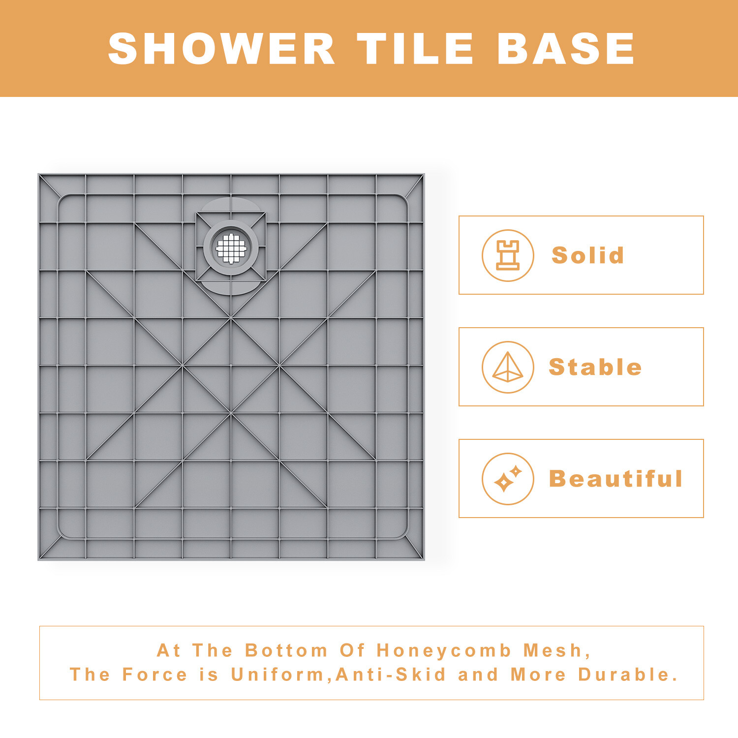 Square Durable Shower Base SMC Tile Grey Bathroom Shower Tray 900x900mm ...