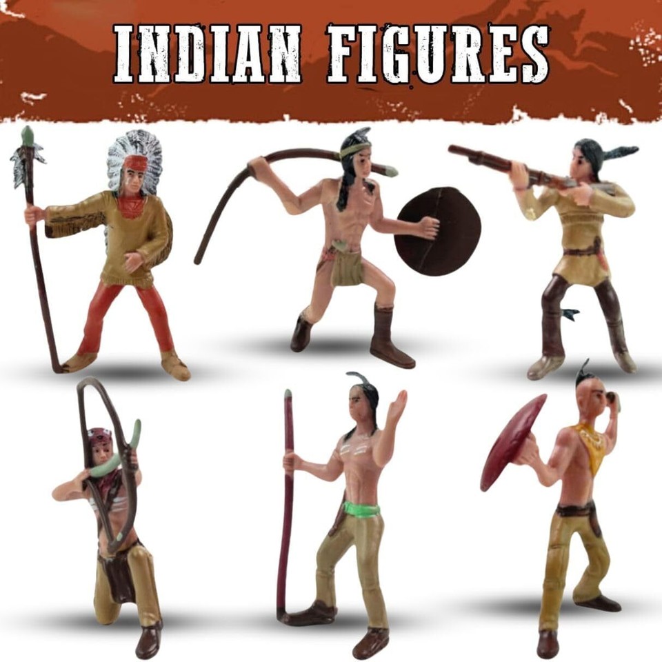 12 PCS Cowboy and Indian Figures, Mini Wild West and Native American ...