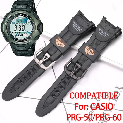 Black Resin Watch Band Strap For Casio Pro Trek PRG-50 PRG-60 ...