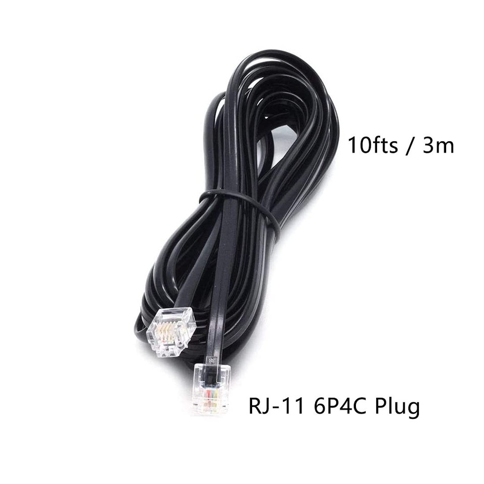 10ft Black Telephone Landline Extension Cord Cable Line Wire with ...