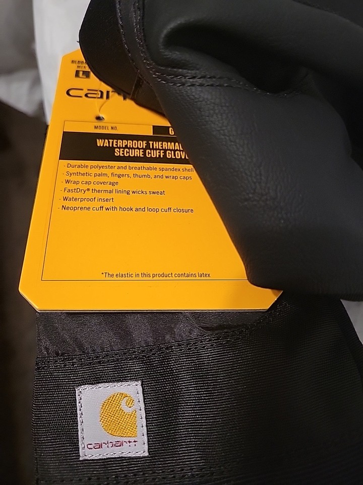 Carhartt Men Waterproof Thermal Lined Secure Cuff Glove Size L GL0843 ...