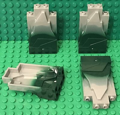 Lego 4 Pieces Pearl Light Gray Rock Panel 2x4x6 Marbled With Dark Green ...