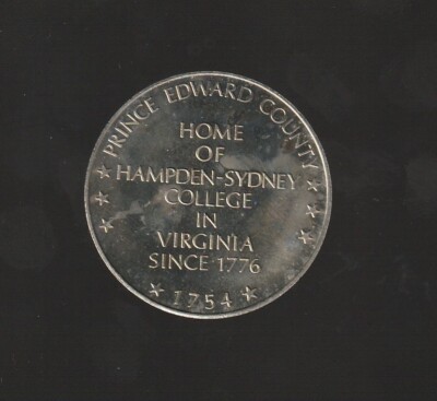 RARE HAMPDEN SYDNEY COLLEGE BICENTENNIAL MEDAL 1776-1976 COIN FARMVILLE ...