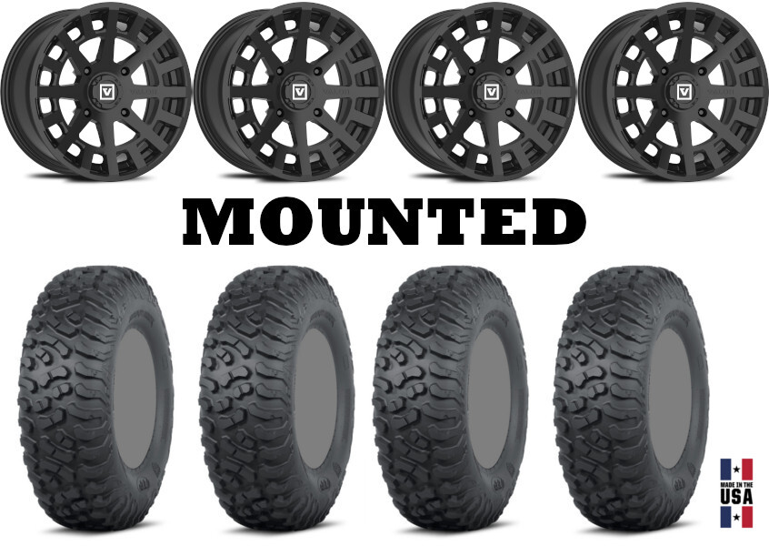 Kit 4 ITP Terra Hook Tires 32x10-14 on Valor V04 Matte Black Wheels VIK ...