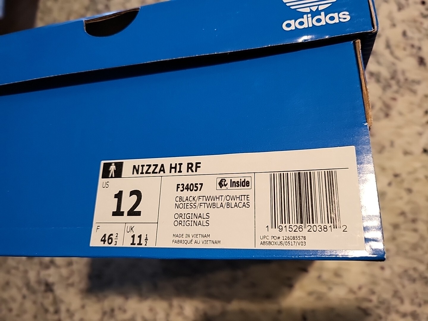 Adidas Originals Mens Nizza Hi RF Core Black / White Canvas Size 12 ...