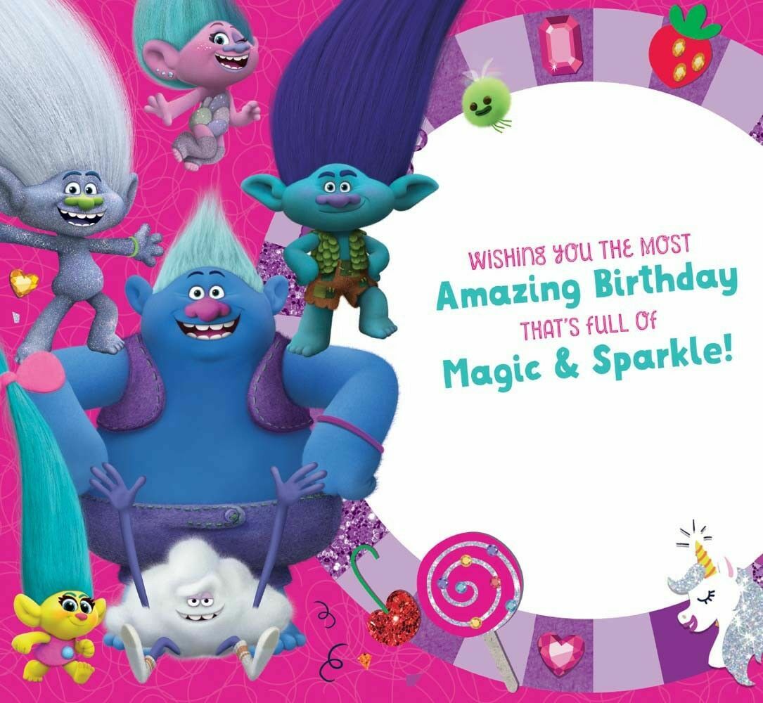 Official TROLLS BIRTHDAY CARDS or Gift Wrap Relations 4th 5th 6th 7th ...