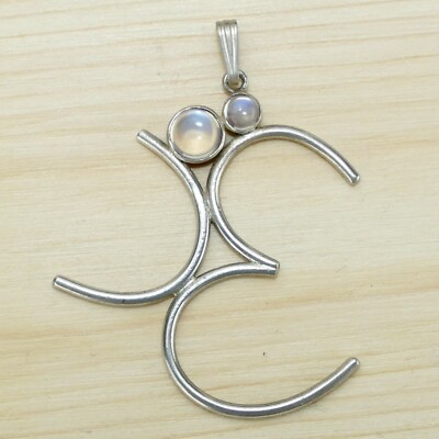 Hindu Om, Double Natural Moonstone Gemset, Handmade, Sterling Silver ...