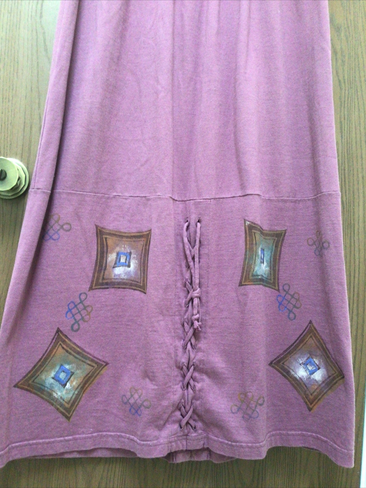 Blue Fish purple maxi skirt hand painted pull on 100%… - Gem