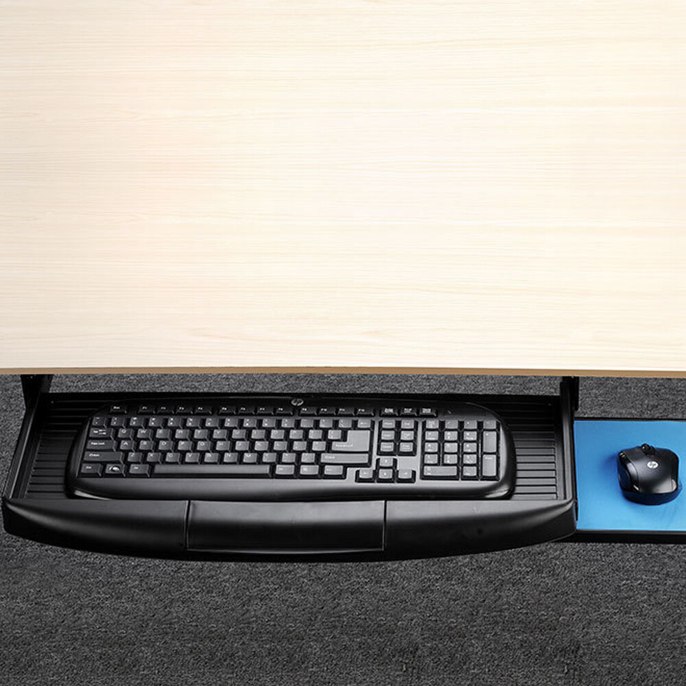 Steel Pull Out Keyboard Drawer Under Desk w/Hideable Mouse Tray Slide ...