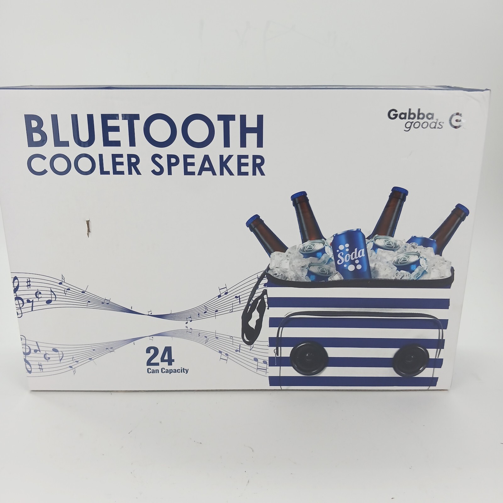 Gabba Goods Bluetooth Speaker Cooler Bag Blue Stripe Pattern - fits 24 ...