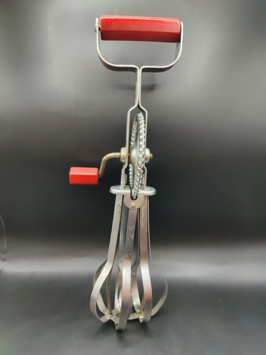 Vintage ECKO Stainless Steel Red bakelite Handle-Hand Mixer Egg Beater ...