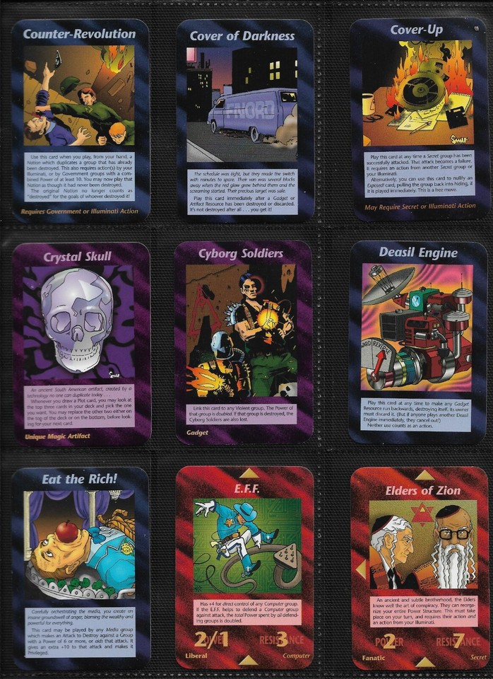 ALL 100 RARES SET UnLIMITED 1995 Illuminati INWO Card Game New World ...