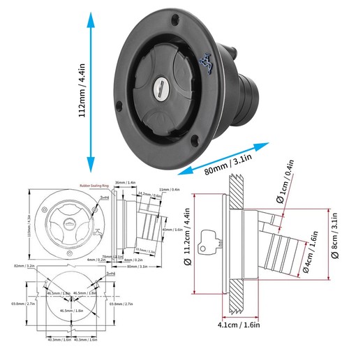 Gravity Freshwater Inlet Lockable Leakproof Water Filler Cap with 2 ...