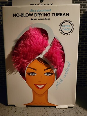 Spa Savvy Ultra Absorbant No-Blow Drying Turban Pink Ultra Thick Plush ...