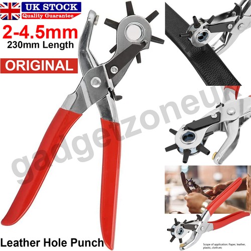 REVOLVING LEATHER PUNCH RIVET PLIER 6 SIZES DIY BELT EYELET PUNCHER 6 ...