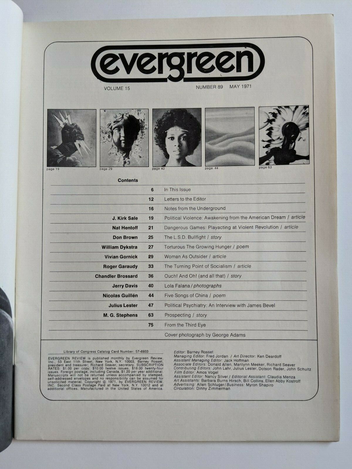 Evergreen Review Magazine May 1971 Vol 15 No 89 Brossard James Bevel | eBay