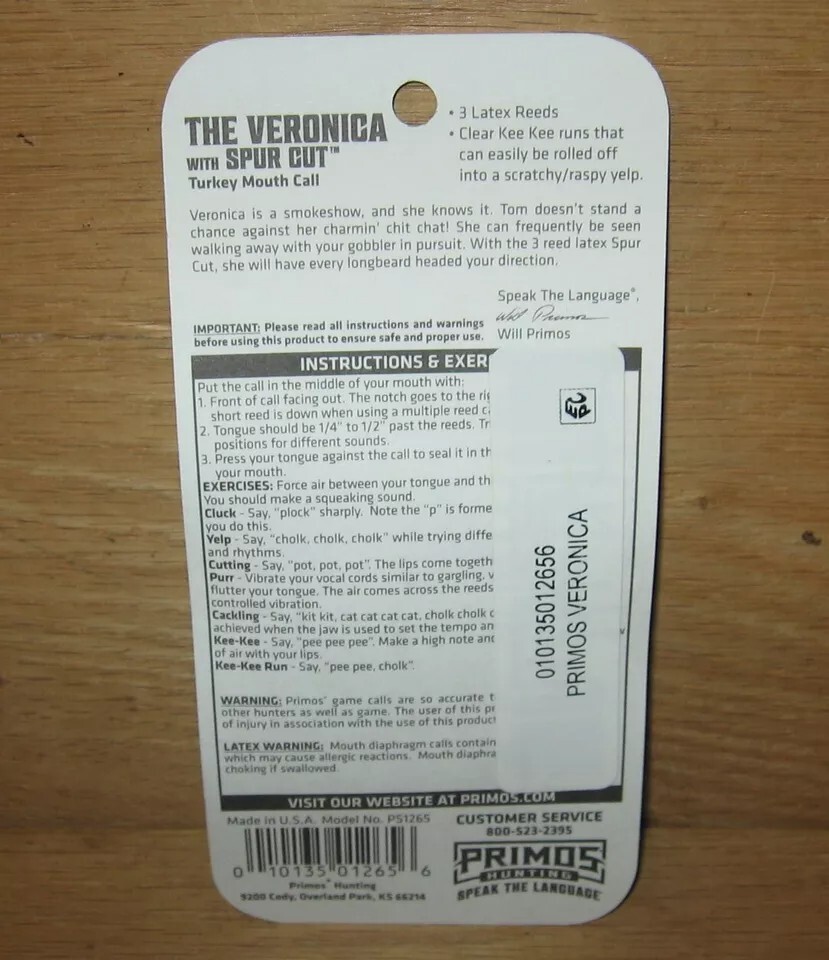 Primos Hunting The Veronica Hen House Turkey Mouth Call - 1265 New in ...