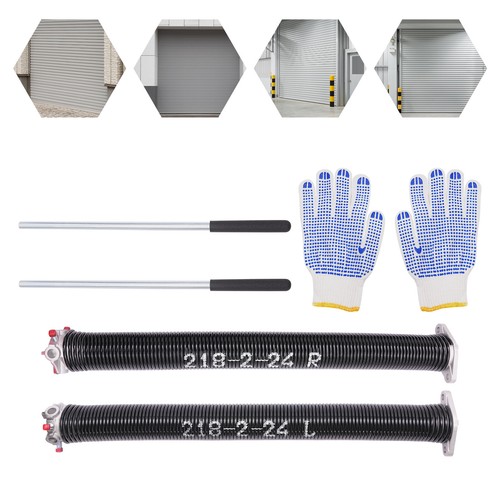 Pair of Garage Door Torsion Springs Set with Non-Slip Winding Bars ...