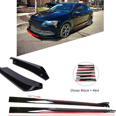 For VW Passat B7 Sedan Black Red Side Skirt Rear Bumper Chin Lip Spats ...