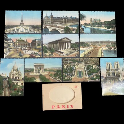 10 Paris Postcards Cartes Postales CAP with Folder Deckle Edge 3.5x5.5 ...