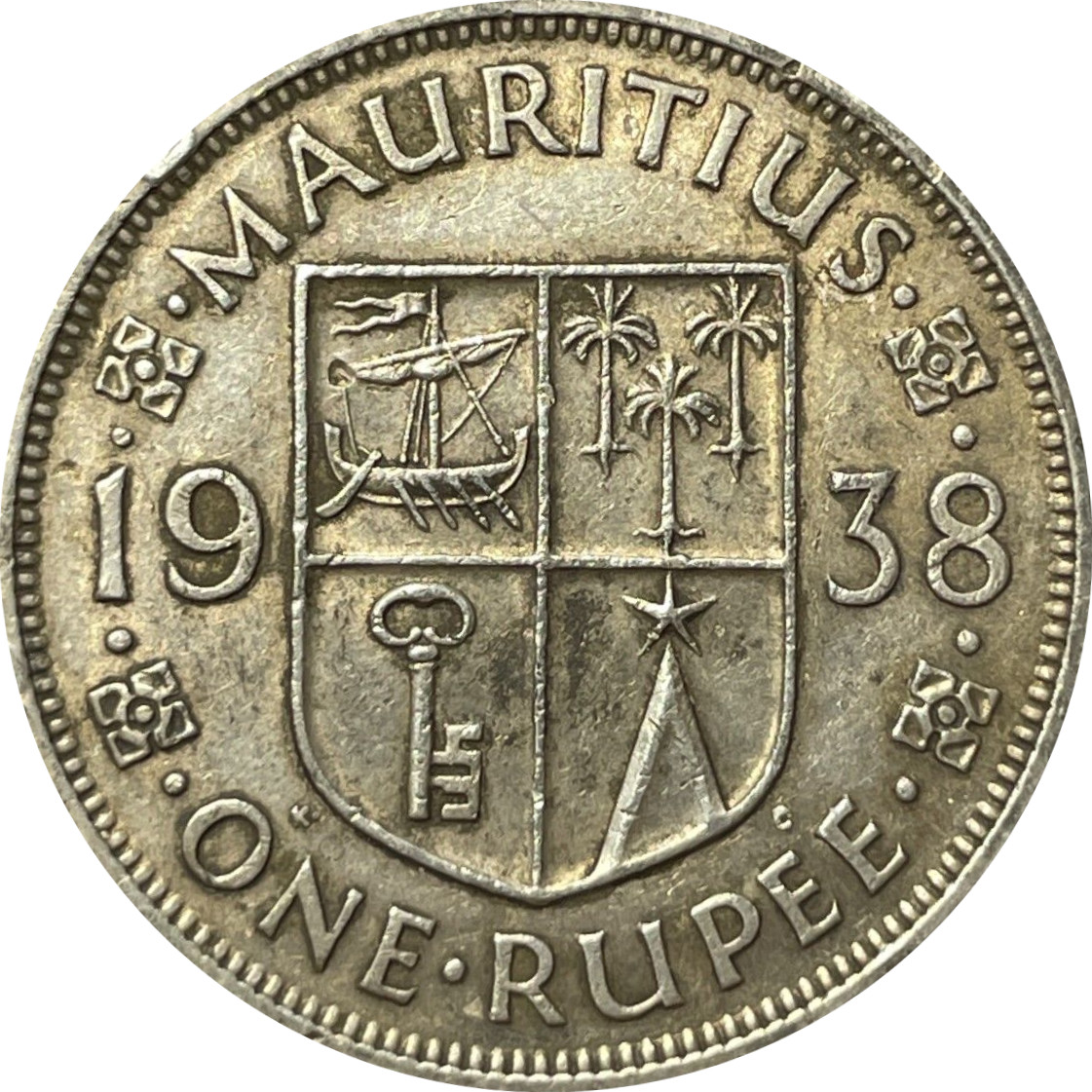 Mauritius 1938 1 Rupee Silver Coin George VI British Colony – Antique ...