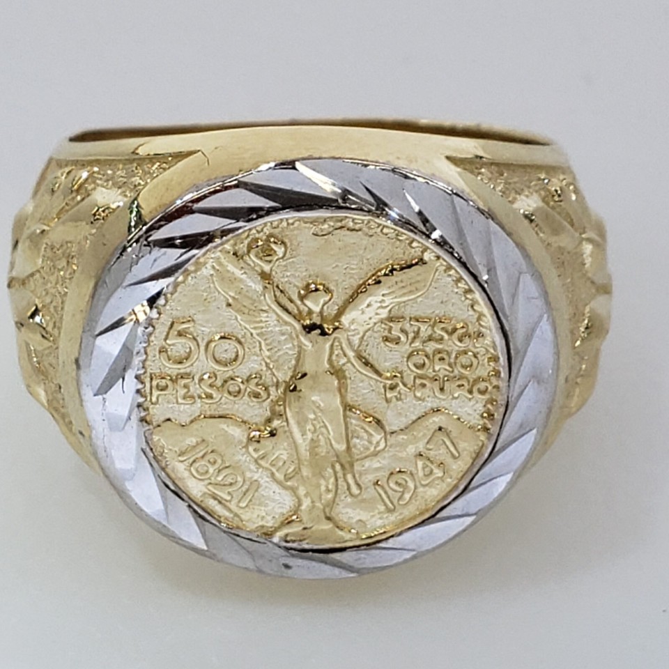 solid 14k Gold 50 Pesos Coin Centenario Ring Size 8 9 10 11 12 | eBay
