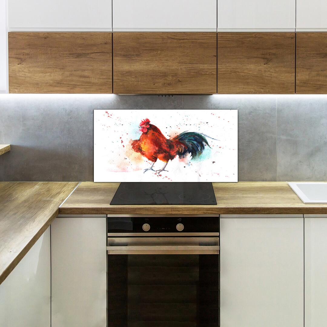 Kitchen Splashback Toughened Glass 100x50 painting chicken paint ...