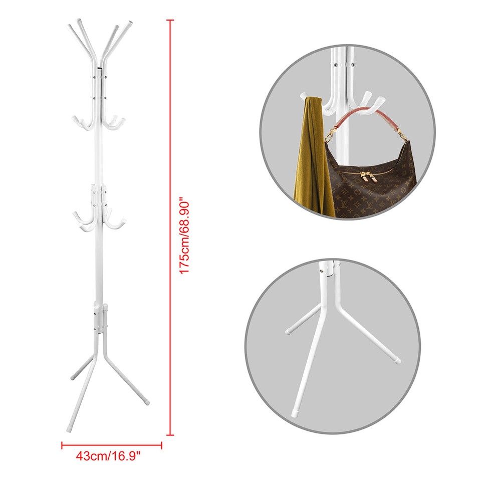 Portable Coat Rack Hanger Closet Organizer Jacket Stand Clothes Shelf ...