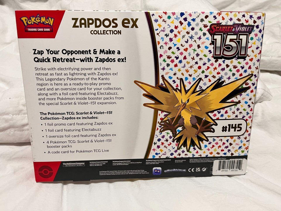 Pokemon TCG Scarlet & Violet 151 Factory Sealed Zapdos Ex Collection ...