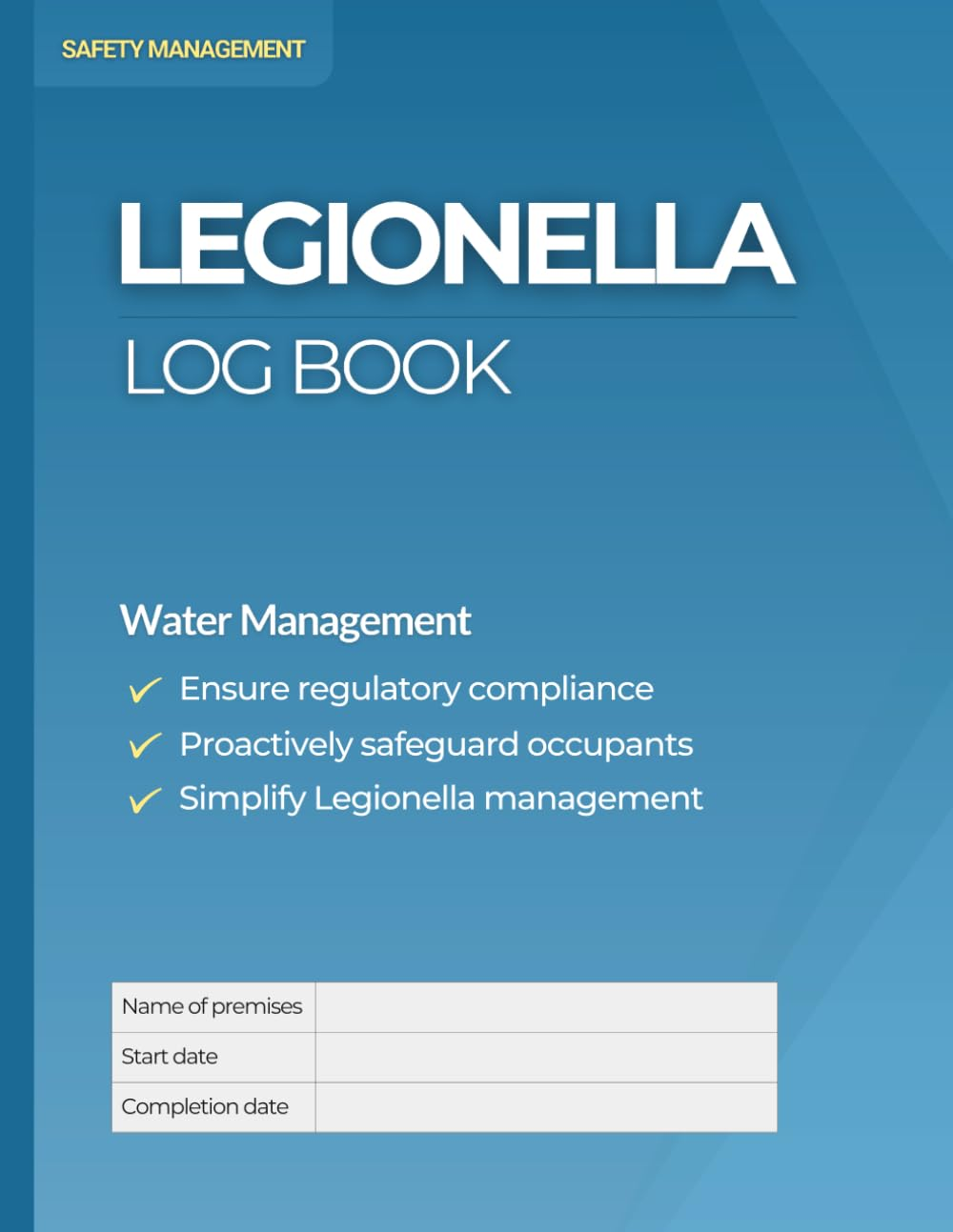 Legionella Log Book: Professional Water Management Record Keeping Book ...