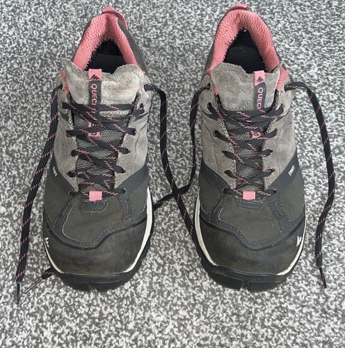 Quechua Decathlon Evofit Walking Shoes grey & pink waterproof lace up ...