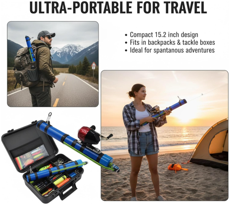 Fishing Catapult Rod,Portable Compact Telescopic Slingshot Fishing Reel ...