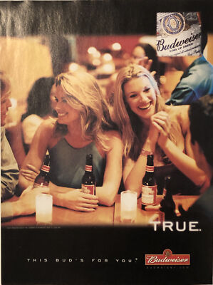 2001 Budweiser Beer PRINT AD Couples Bar Talk This Buds For You - True ...